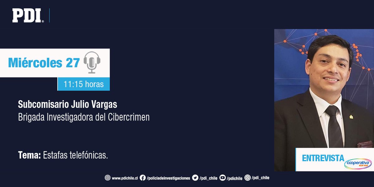 Pdi Chile On Twitter 📺 Entrevista El Subcomisario Julio Vargas De La