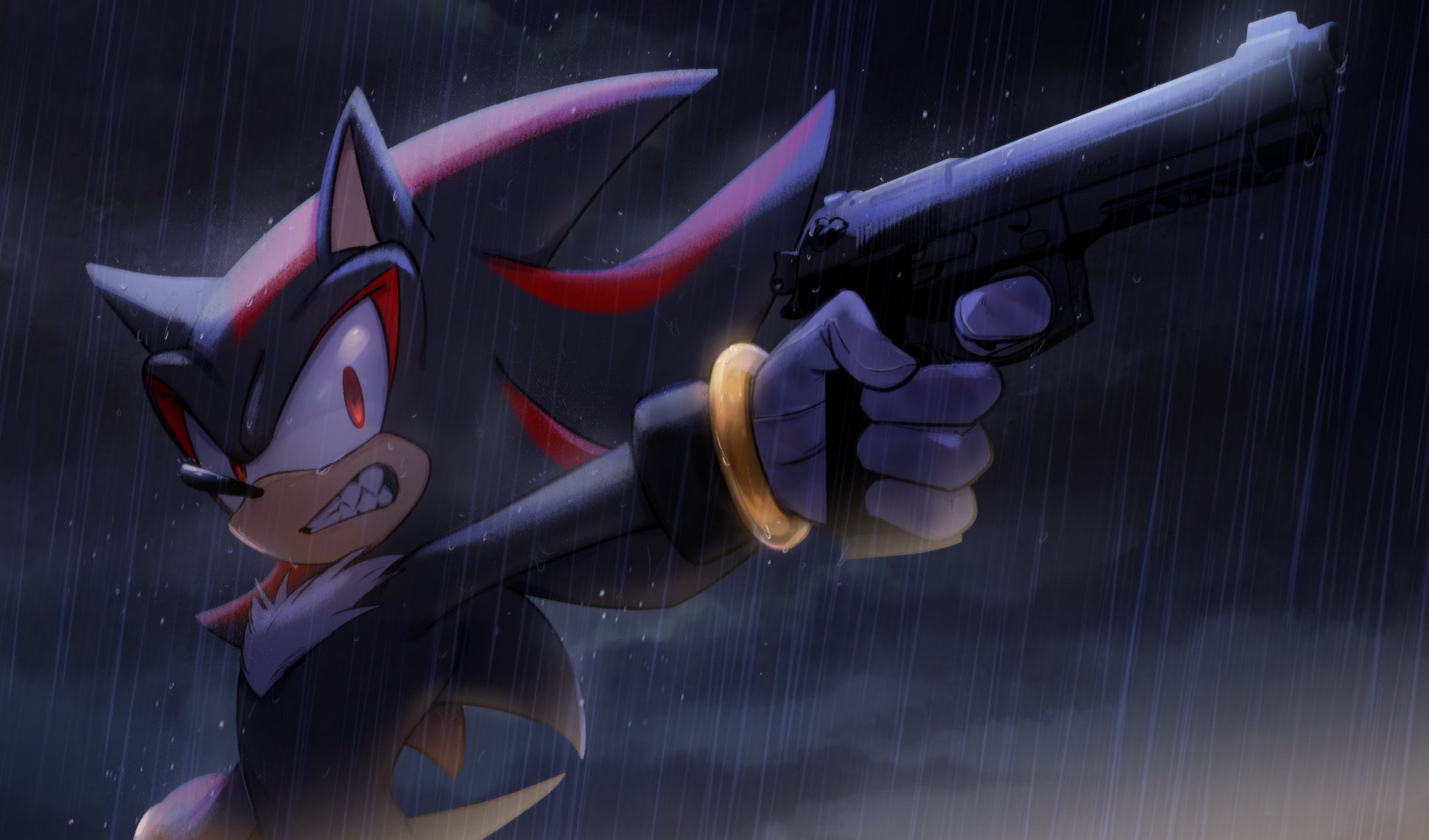 Shadow The Hedgehog With A Gun Wallpaper