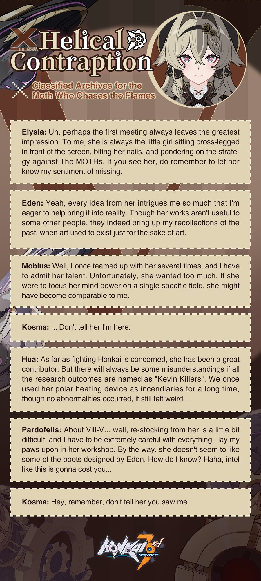 Honkai Impact 3rd on Twitter: "Vill-V Helical Contraption: Archive #3 Vill-V has seen ...