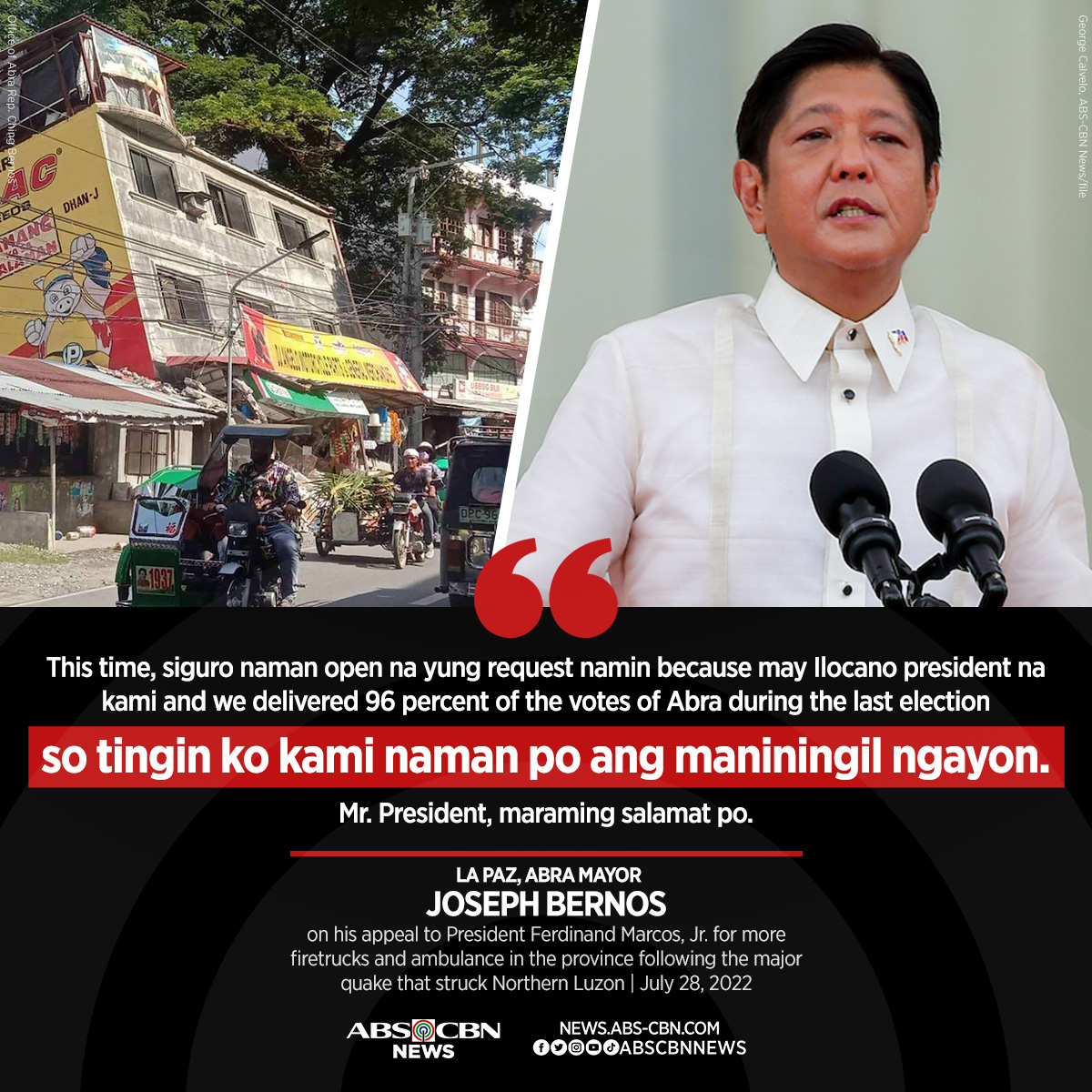 ABS-CBN News Channel on Twitter: "'Kami naman po ang maniningil ngayon.' La Paz, Abra Mayor ...