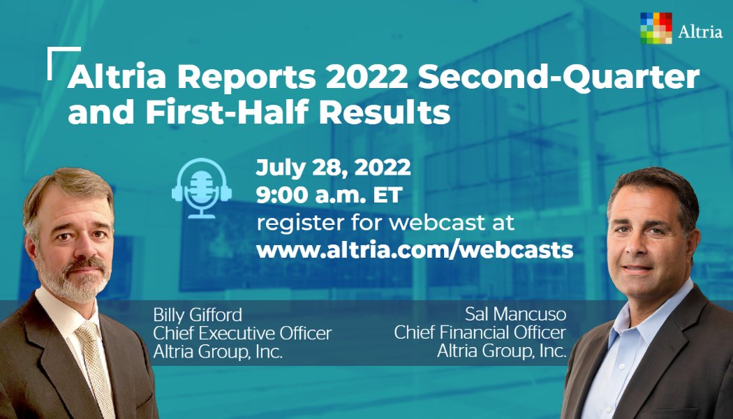 Altria on Twitter: "1/2 Altria Reports 2022 Second-Quarter and First-Half Results; Reaffirms ...