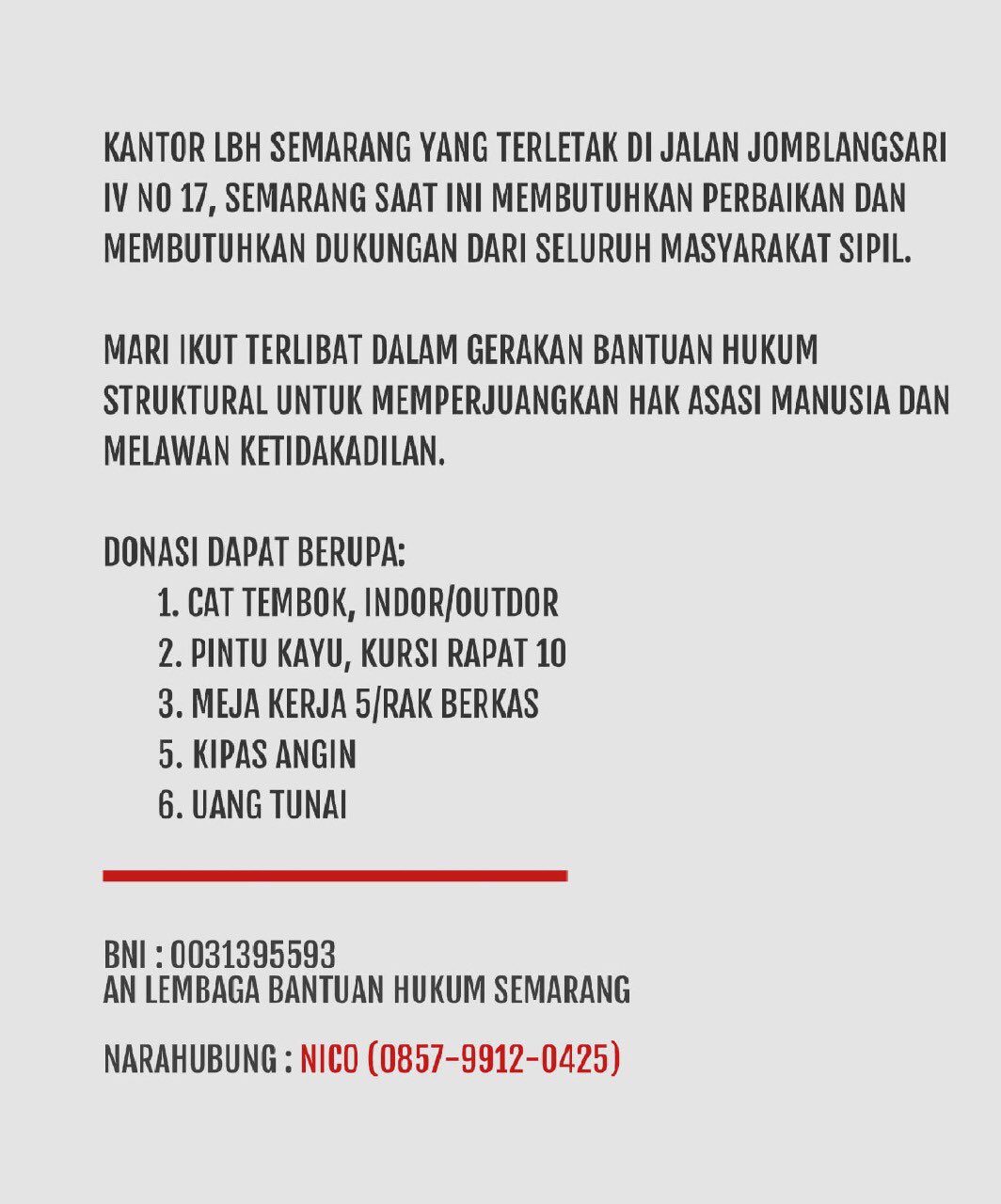 YLBHI-LBH Semarang on Twitter: "Guna memaksimalkan kerja-kerja bantuan hukum struktural, kami ...