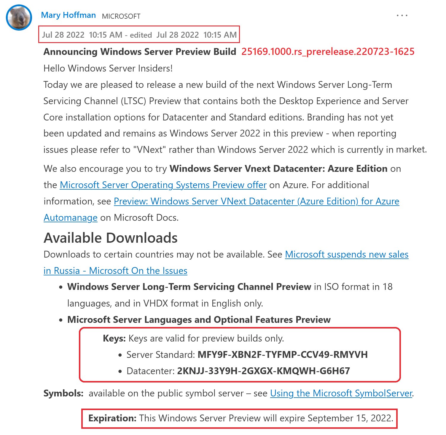 🔮WZor👁️ on Twitter: "🌞 July 28, 2022🌴😹👉 Announcing NEW build of the Windows Server vNext #LTSC ...