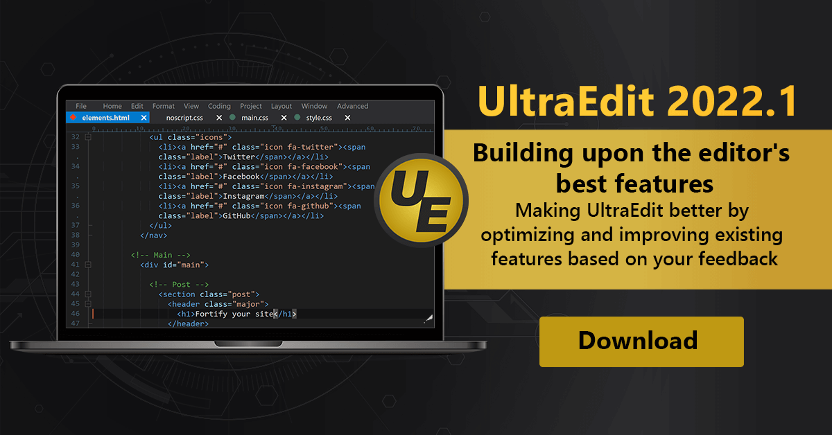 UltraEdit on Twitter: "UltraEdit 2022.1 is here! This release is focused on improving the core ...
