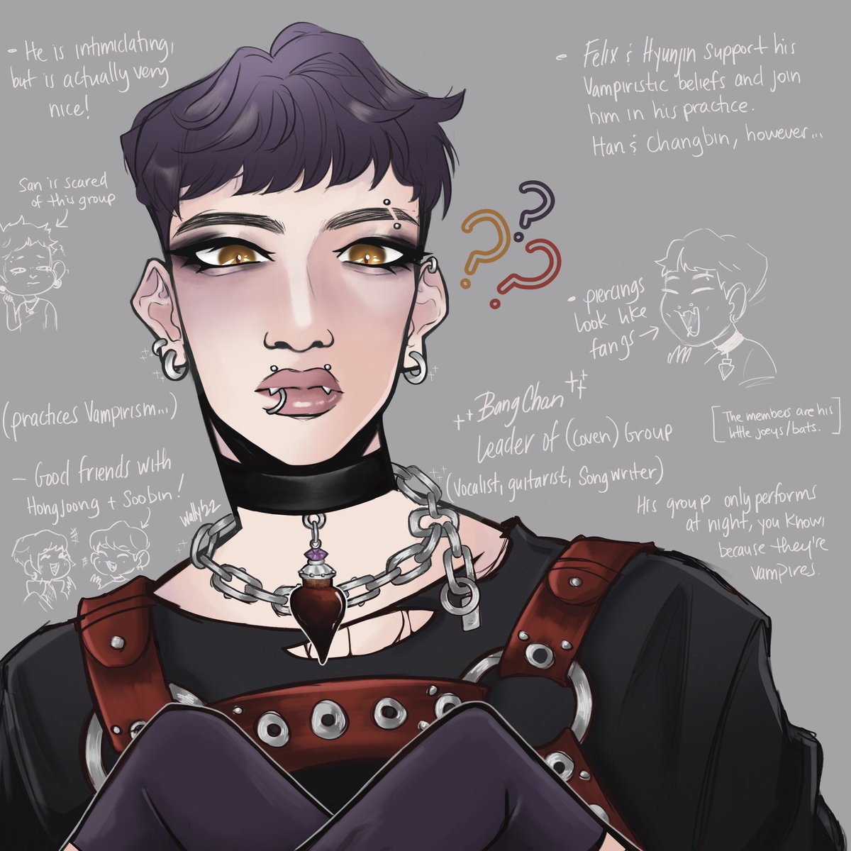 「🩸[ROCK BAND AU]🩸 Stray Kids, the coole」|Wally¹²⁷ is in hell 😭のイラスト