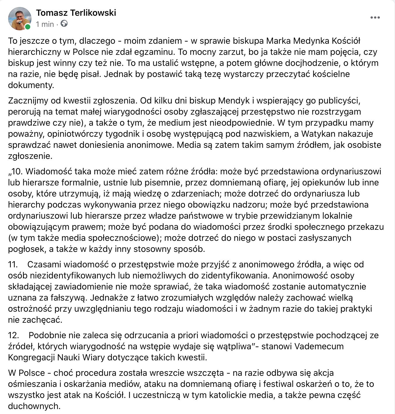 Tomasz Terlikowski on Twitter: "To jeszcze o tym, dlaczego - moim zdaniem - w sprawie biskupa ...