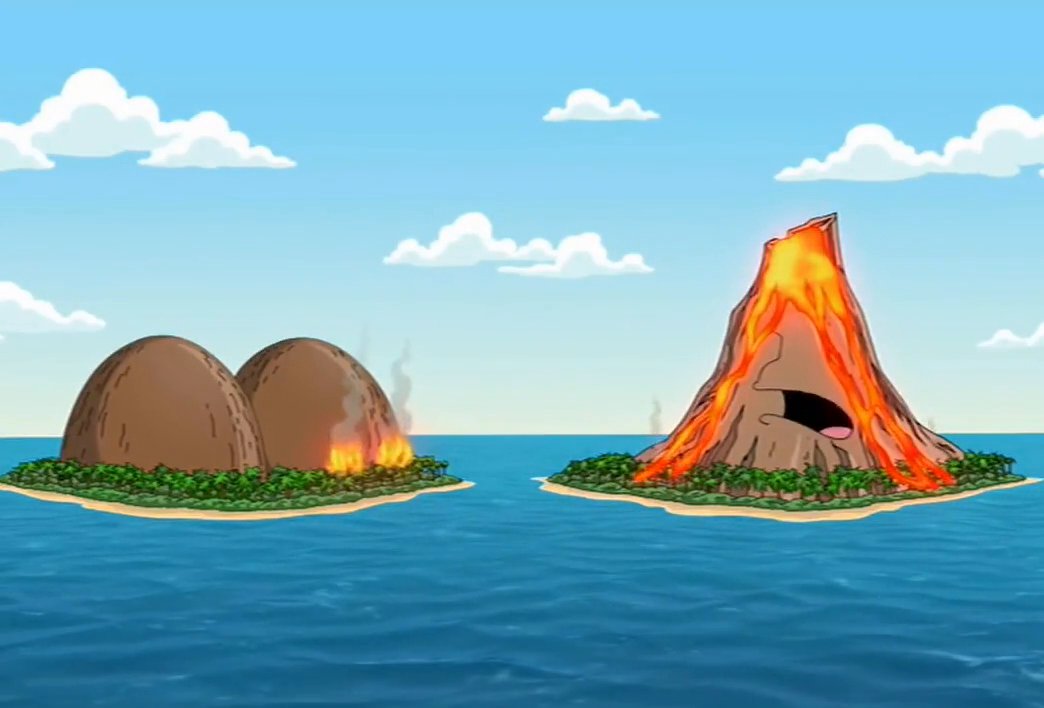 Cartoon Volcano Island
