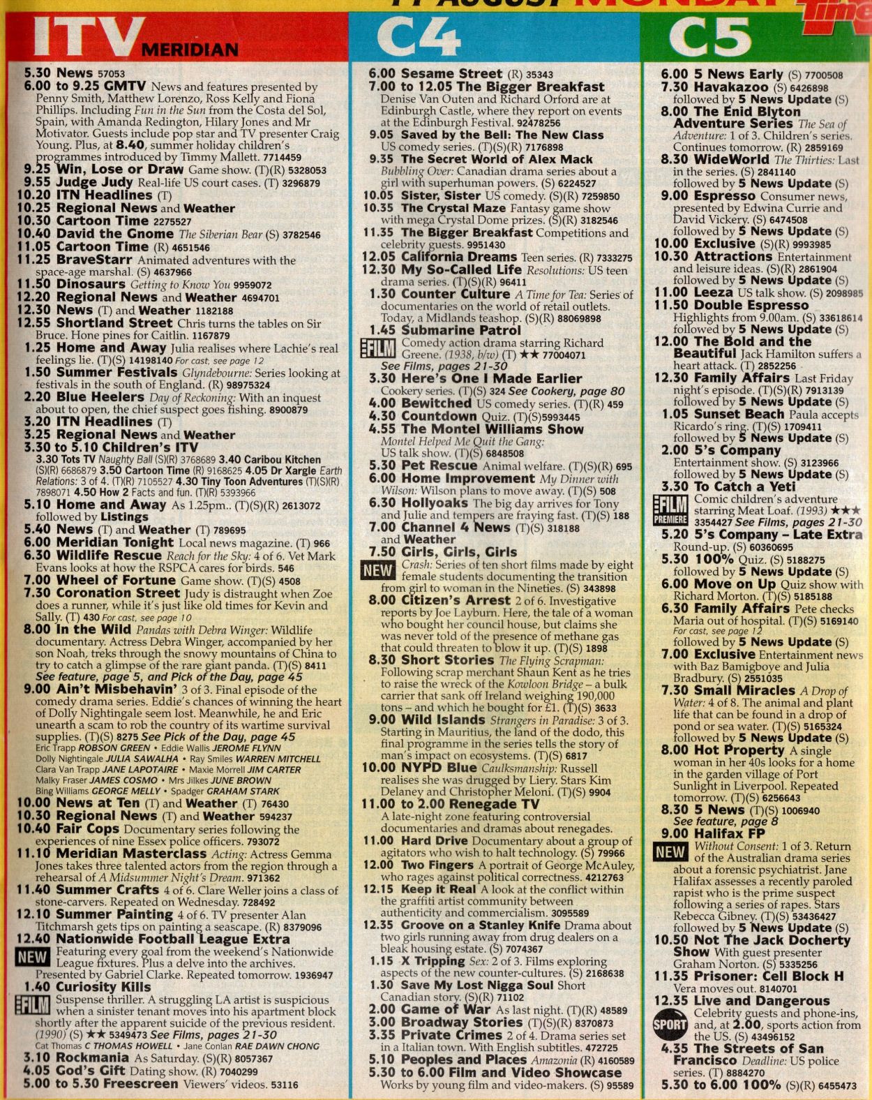 Adam Beckwith on Twitter: "And here's what was on ITV Meridian, Channel 4, and Channel 5 on this ...