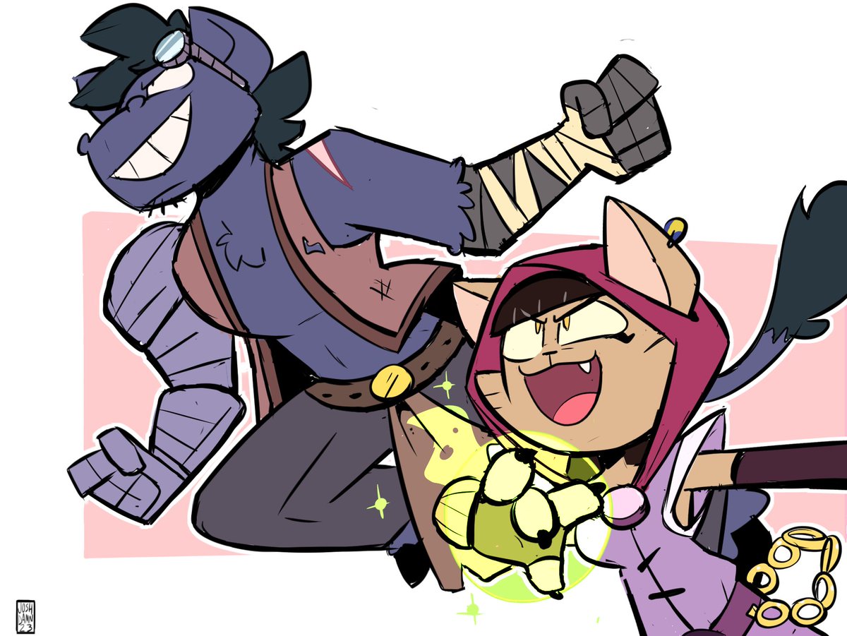 「Comet and Mage Mau, rushin into action! 」|JoshDAMNのイラスト