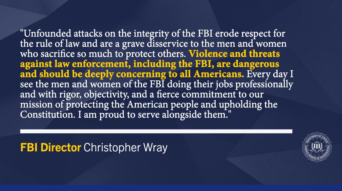 RT @FBI: Statement from #FBI Director Wray: https://t.co/Q0QFNkE0Ak ...