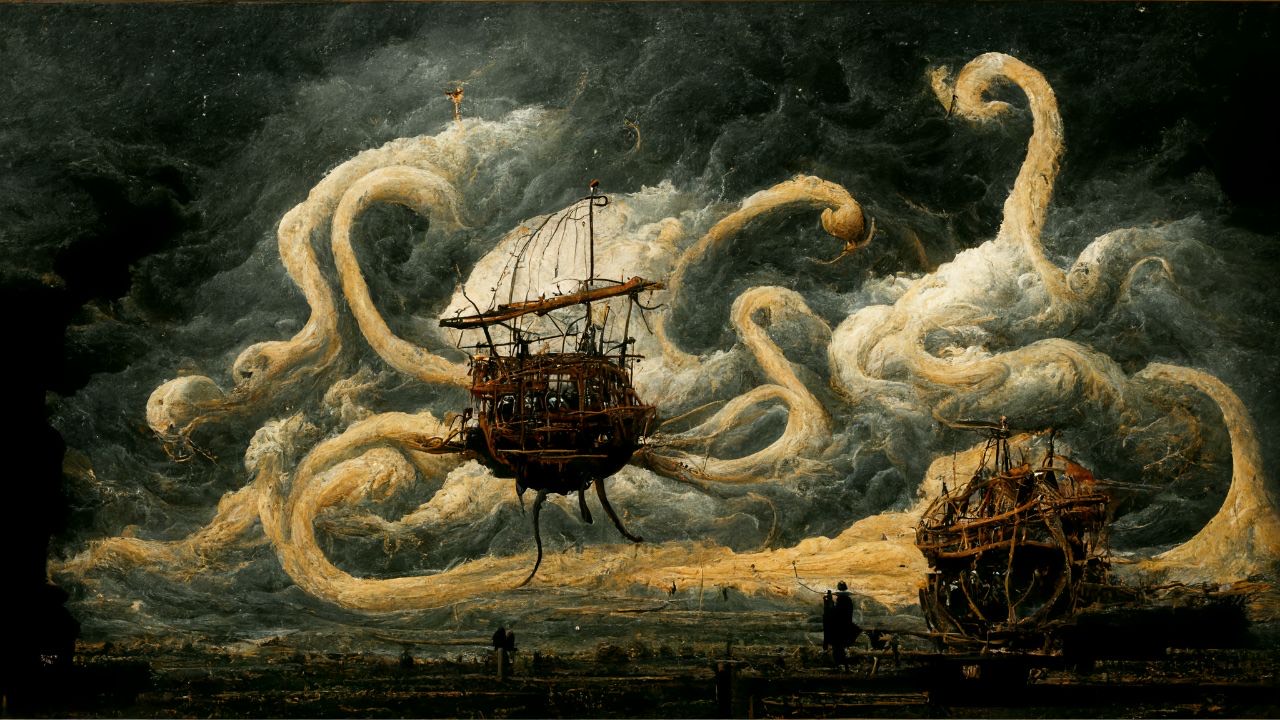 Flying Spaghetti Monster Painting