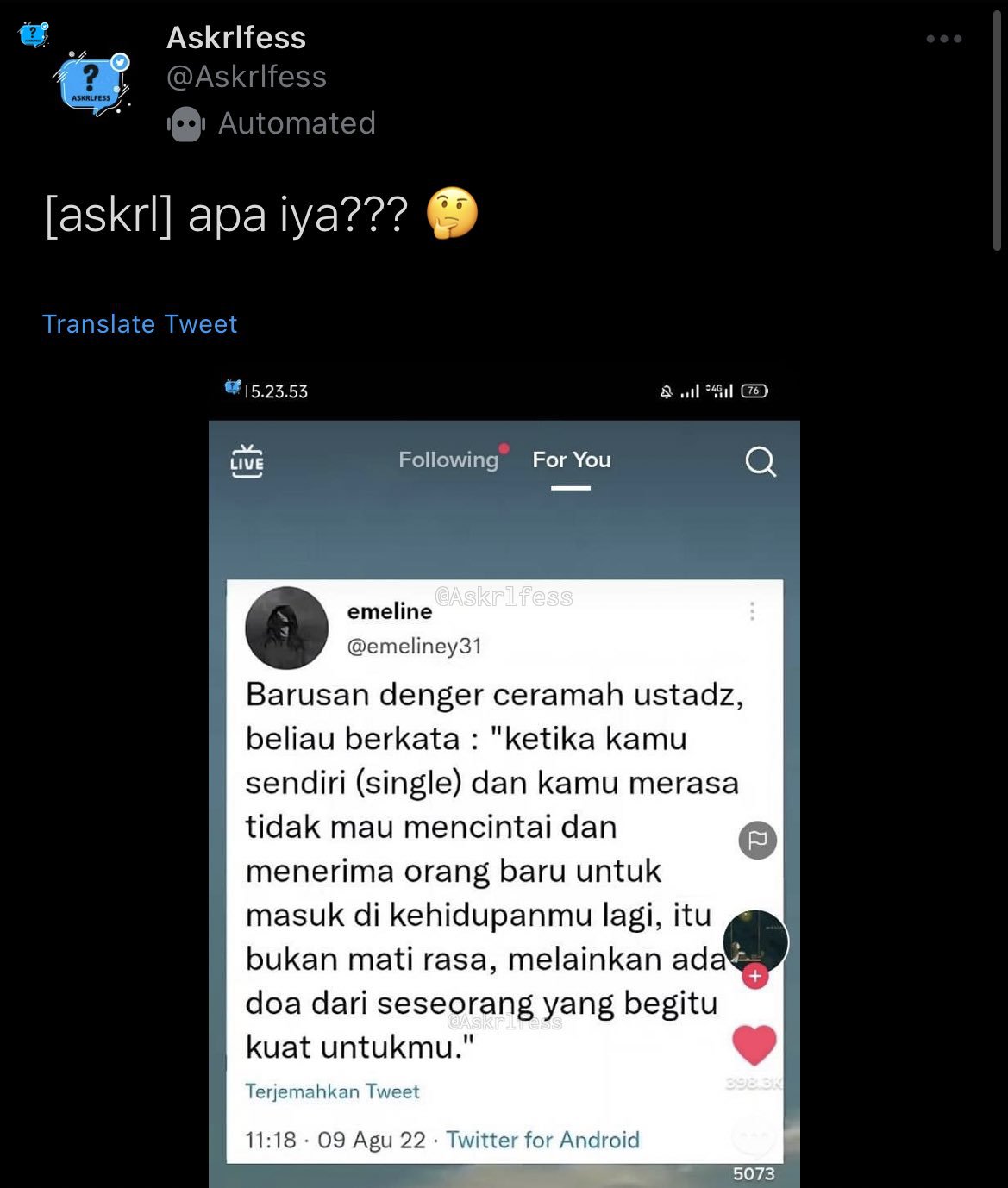 Askrlfess on Twitter: "[askrl] Beda sender. Bukannya itu malah disukain ...