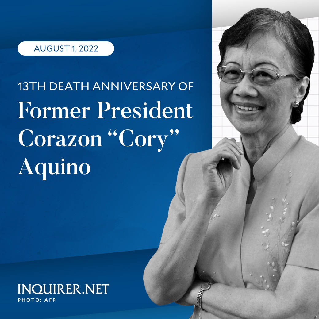 Today is the 13th death anniversary of former President Corazon “Cory ...
