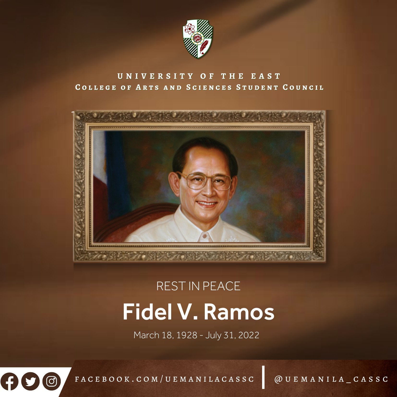 CAS Student Council - UE Manila on Twitter: "The 12th President of the Philippines, Fidel V ...