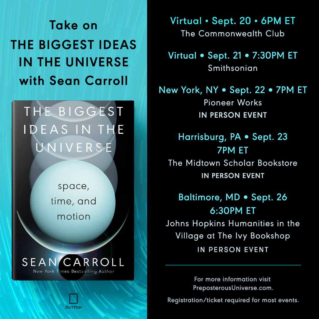 Sean Carroll on Twitter: "New book coming out means: book tour! At ...