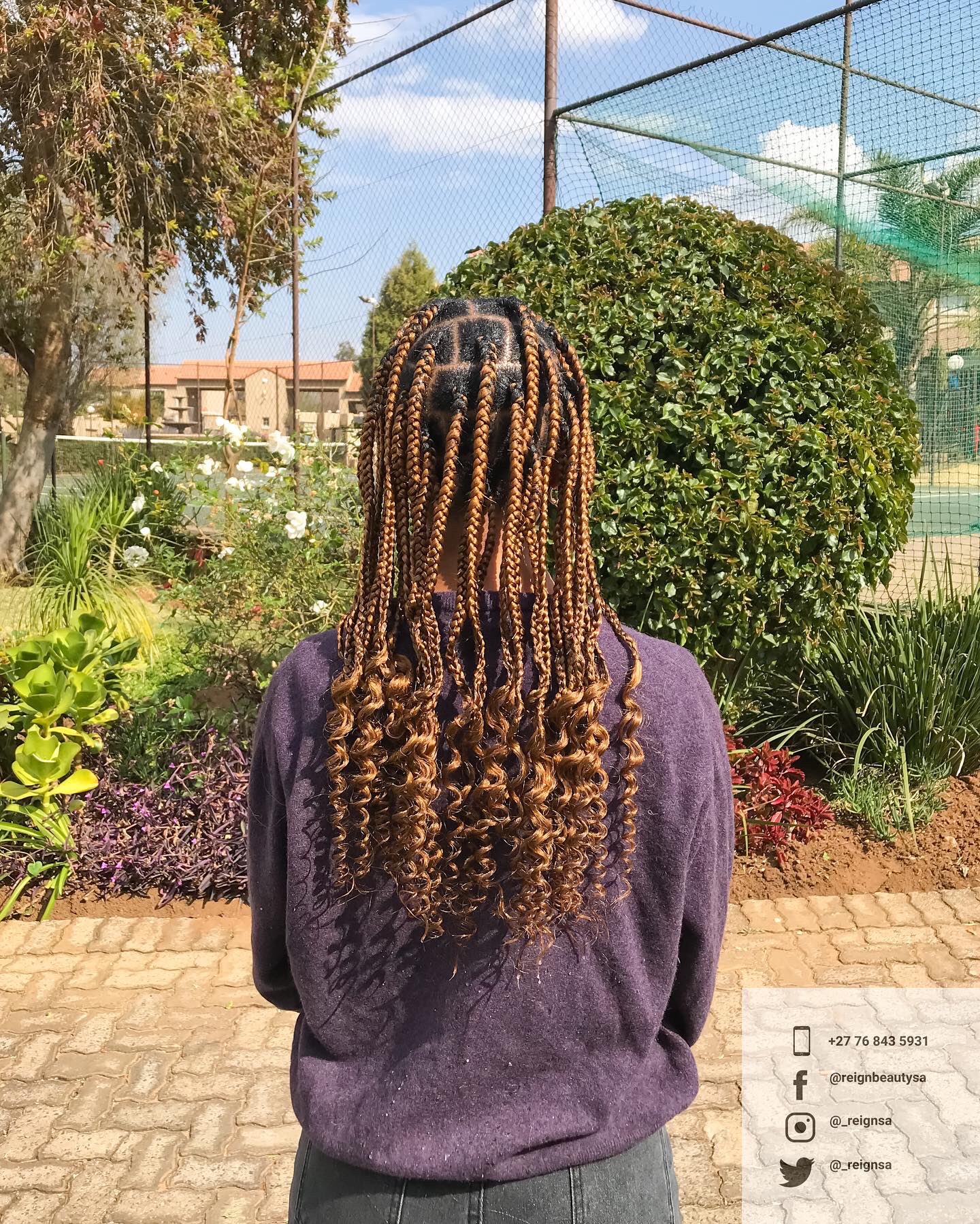 Box Braids With Color In The Back