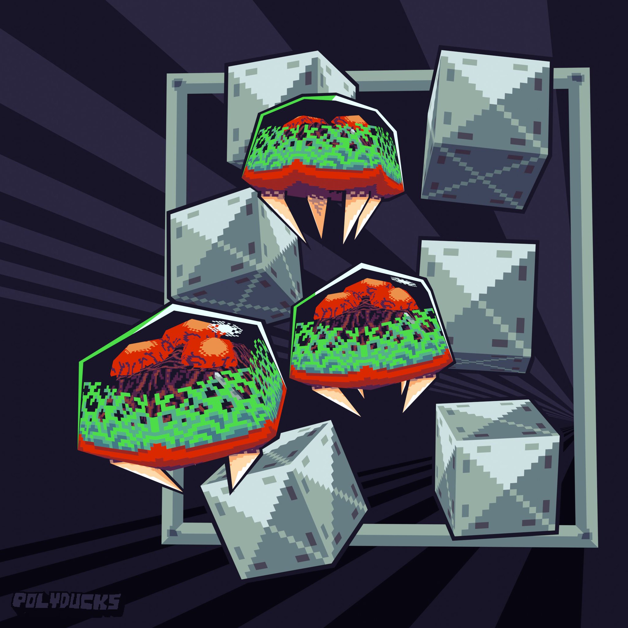 Polyducks on Twitter: "Watch out for the ambush metroids! #lowpoly #metroid #nintendo #pixelart ...