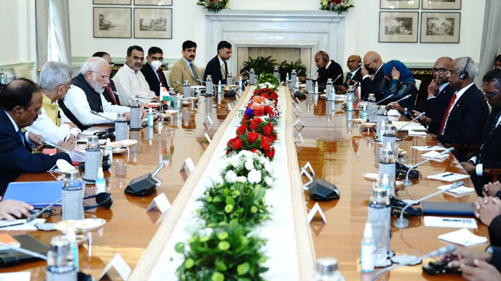 Arindam Bagchi on Twitter: "India-Maldives delegation level talks led by PM @narendramodi and ...