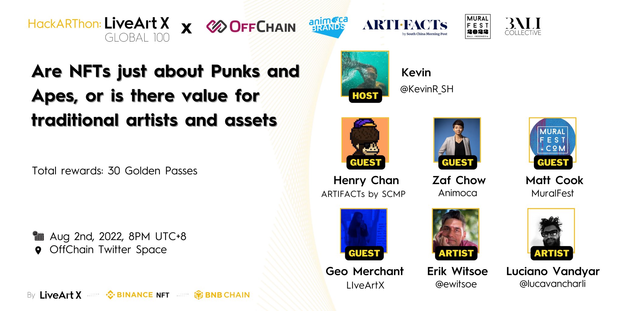 OffChain Global on Twitter: "We are partnering up with @LiveArtX to give away 30 Golden Pass ...