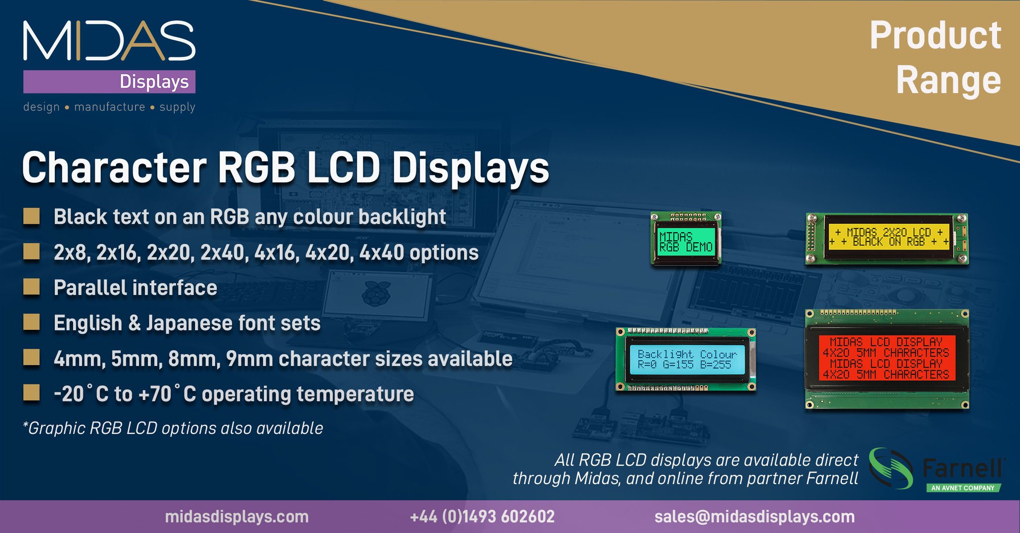 Midas Displays on Twitter: "Our range of Character RGB LCDs allow the user to show status, such ...