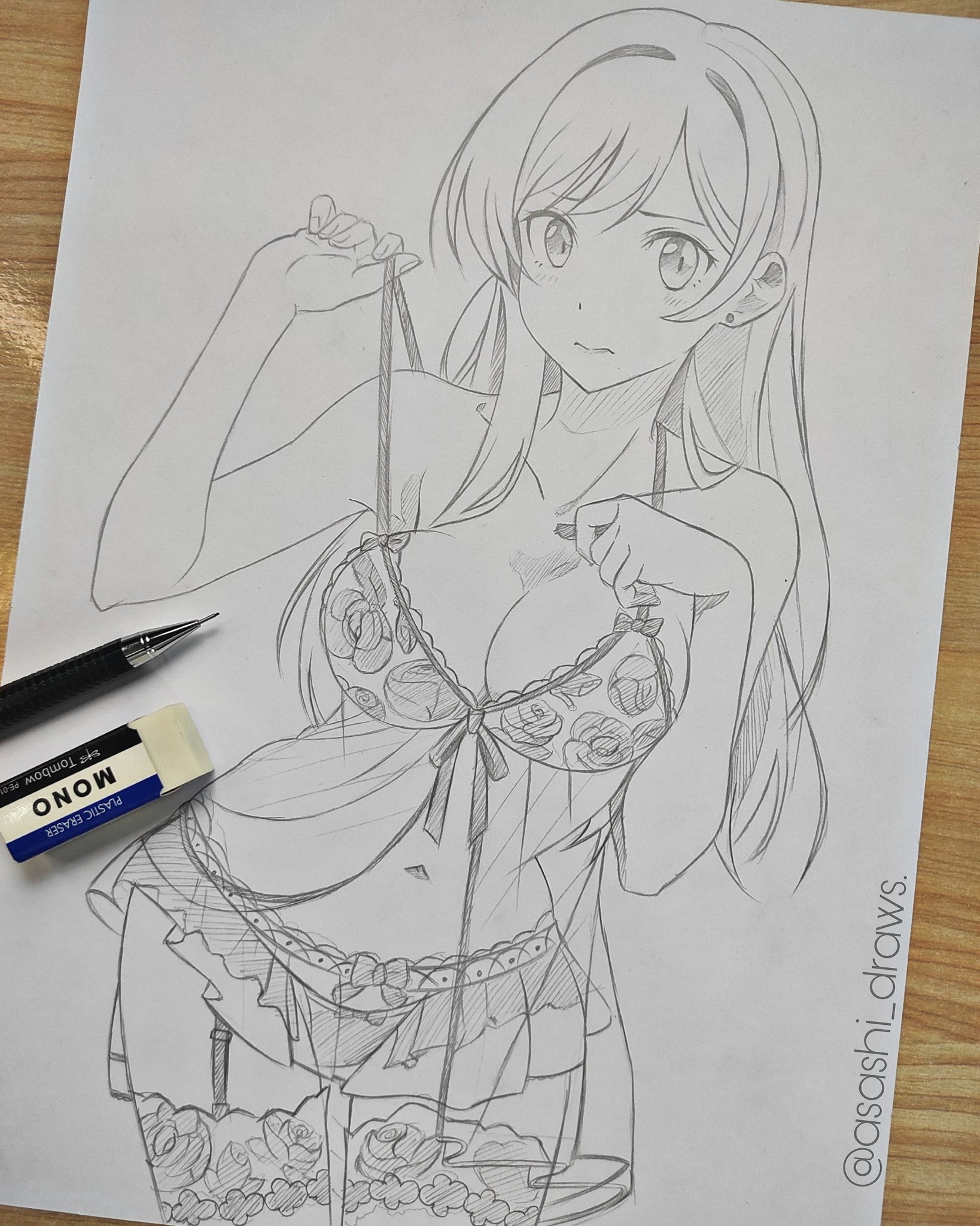 Asashi draws on Twitter: "Mizuhara chizuru 💕[wip] @asashi_draws https://t.co/7p6WpwWlvl" / Twitter