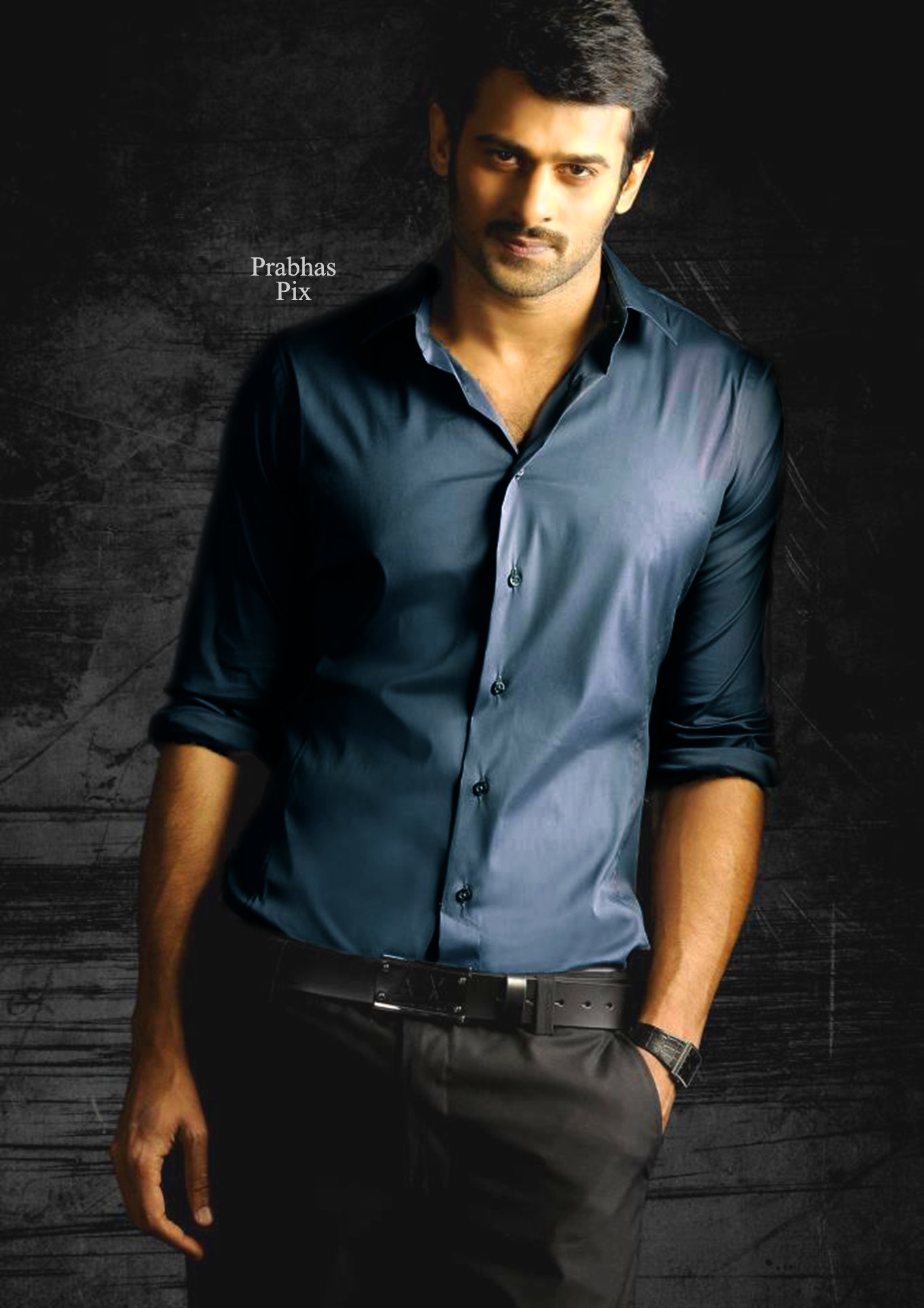 Prabhas Mirchi Wallpapers In Black Shirt
