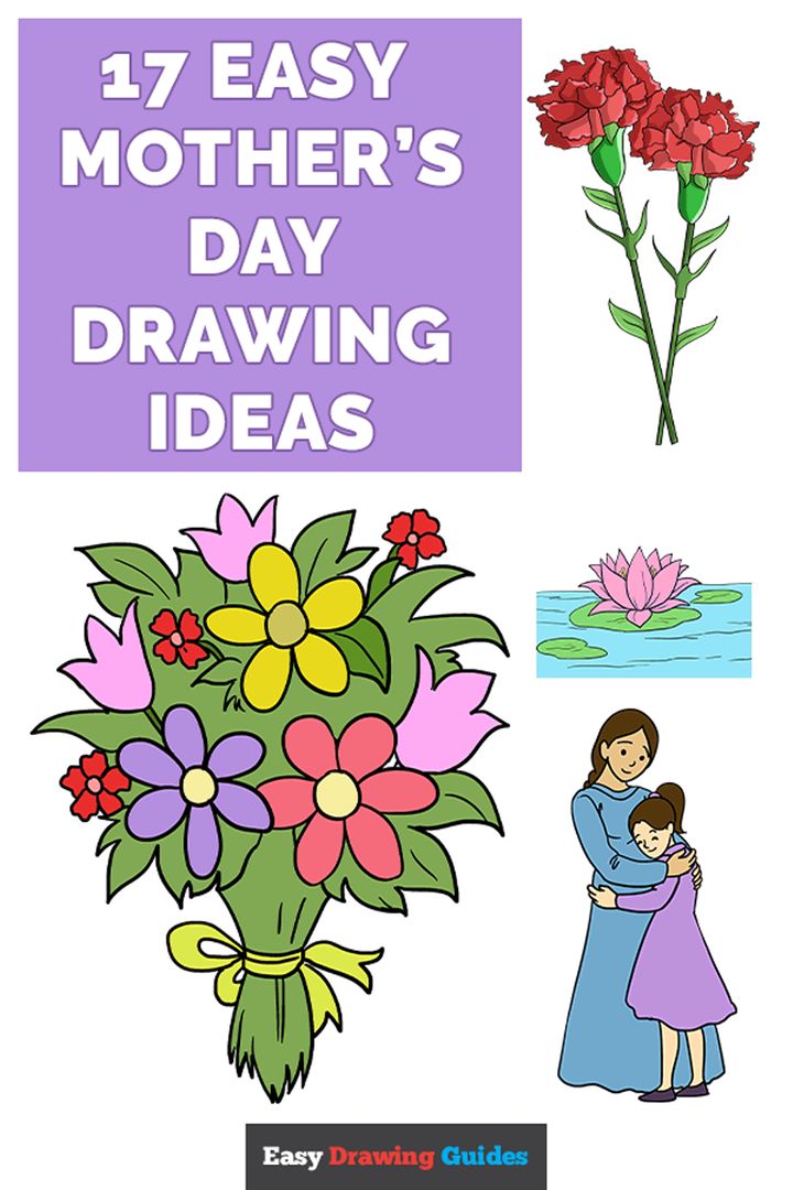 Easy Drawing Guides on Twitter: "17 Cute and easy step by step Mother's ...