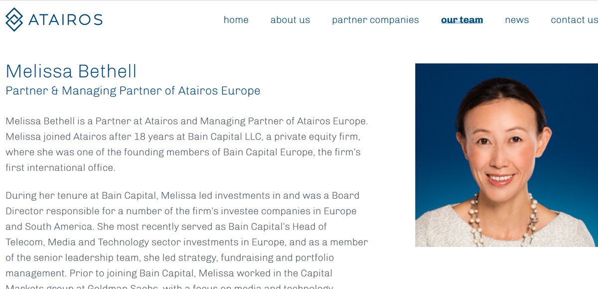 Lord Bethell's wife Melissa Bethell is a Partner at Atairos and ...