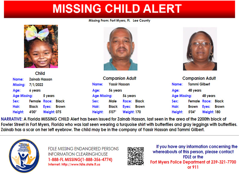 FDLE on Twitter: "PLEASE SHARE! A Florida MISSING CHILD Alert has been issued for Zainab Hassan ...