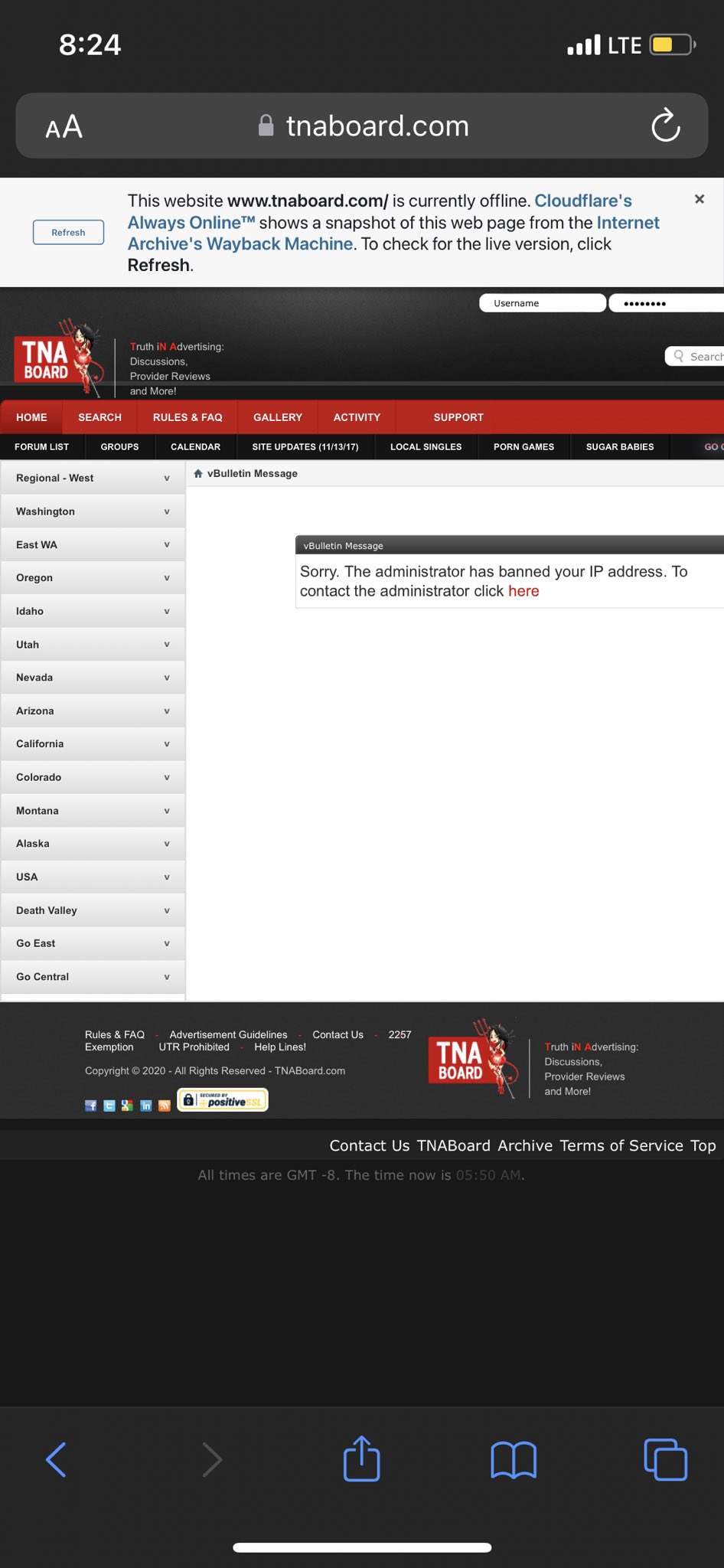 Jessica on Twitter: "@tnaboard I’m receiving this message when I attempt to access the board ...
