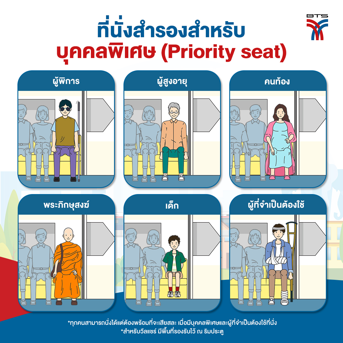 🚈 ที่นั่งสำรองสำหรับบุคคลพิเศษ (Priority seat) 💁‍♂️บีทีเอสได้จัดที่นั่งสำรองแก่ เด็ก, สตรีมี ...