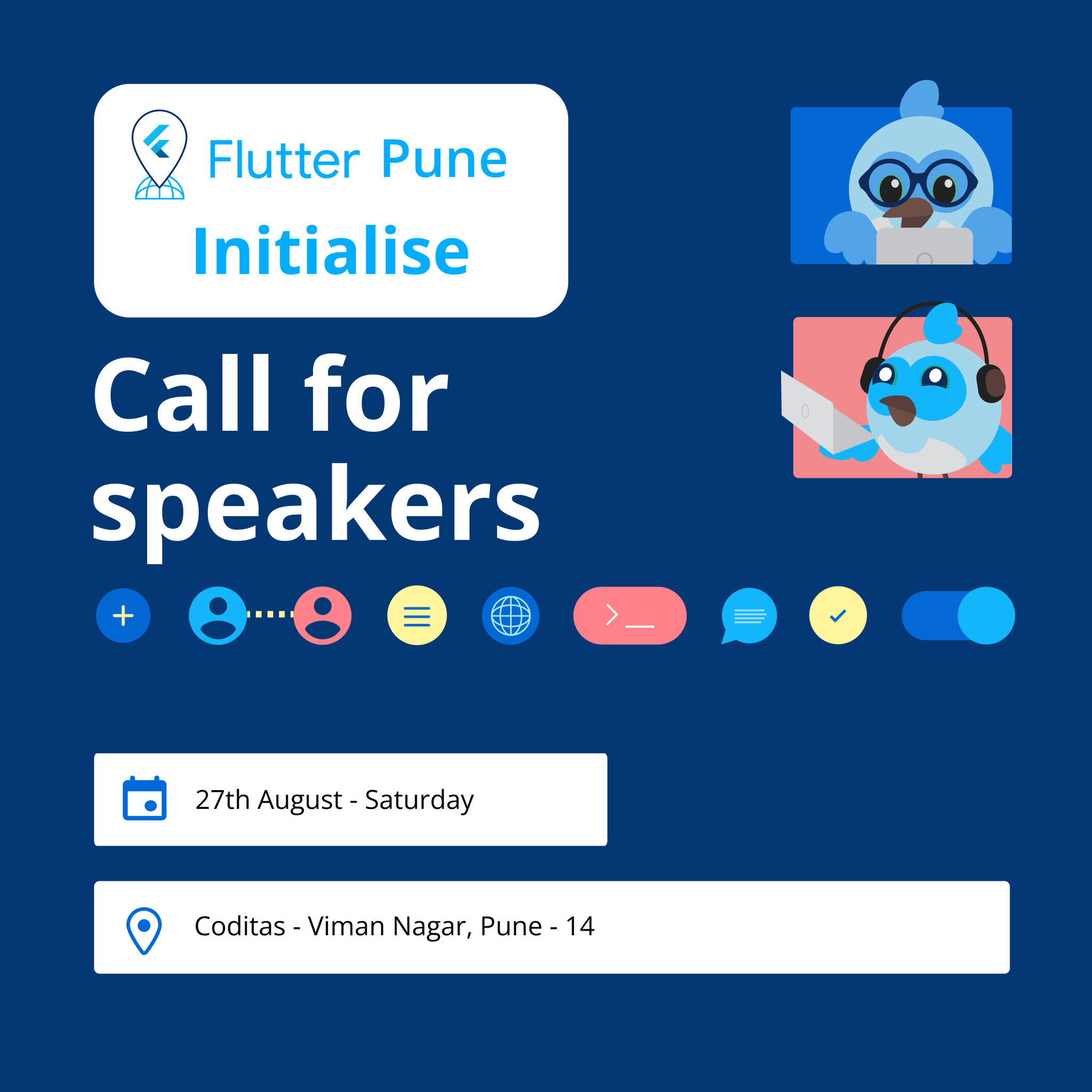 Flutter Pune on Twitter: "Flutter Pune Initialise - CFP is open Submit your interesting talks ...