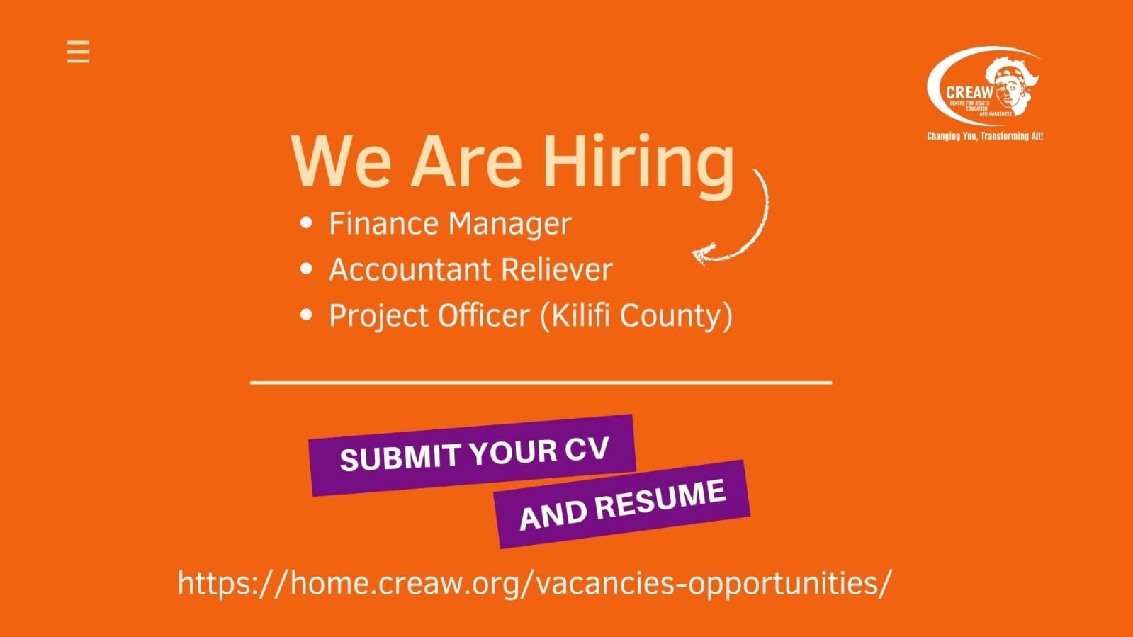 Creaw Kenya On Twitter 🗣️📢 We Are Hiring We Are Hiring For Multiple