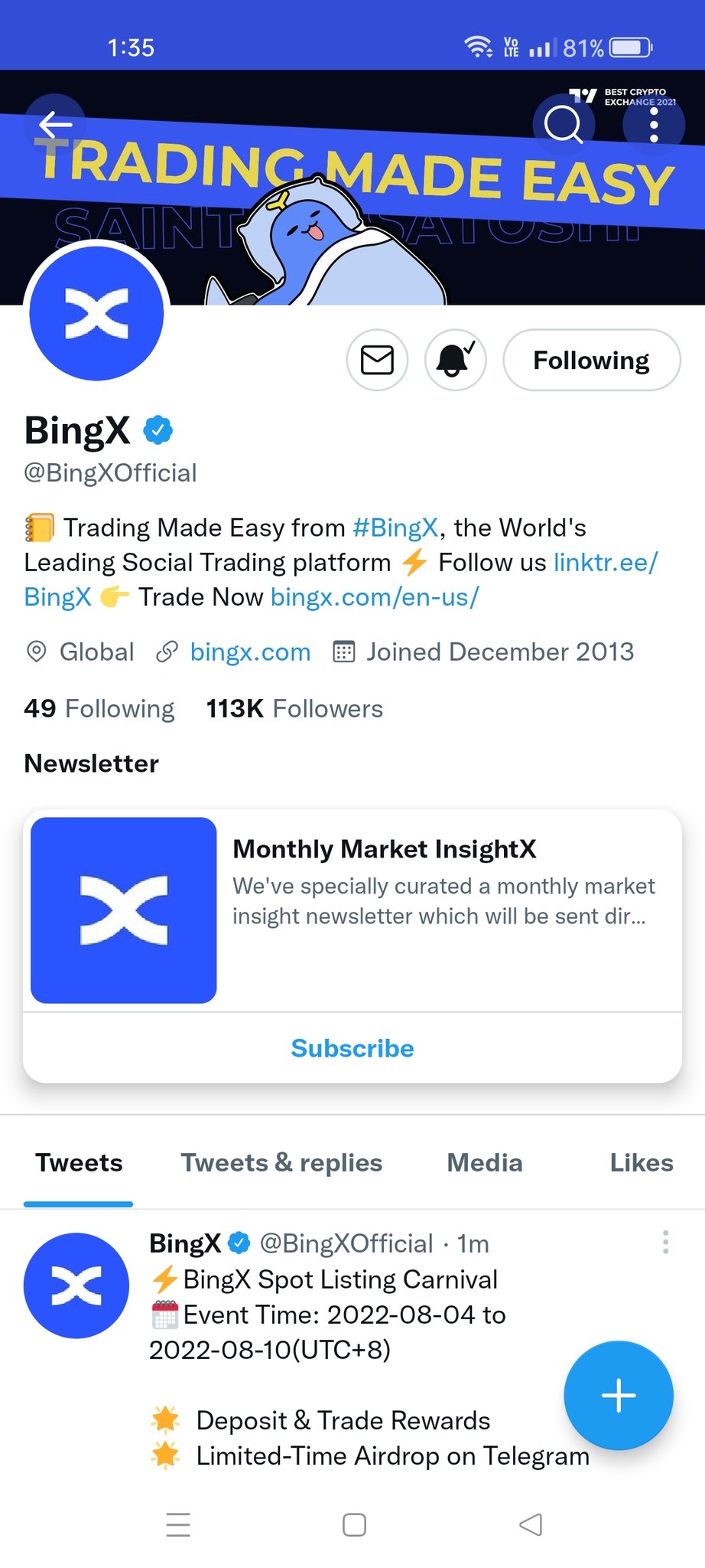 BingX on Twitter: "⚡️BingX Spot Listing Carnival 🗓️Event Time: 2022-08-04 to 2022-08-10(UTC+8) 🌟 ...