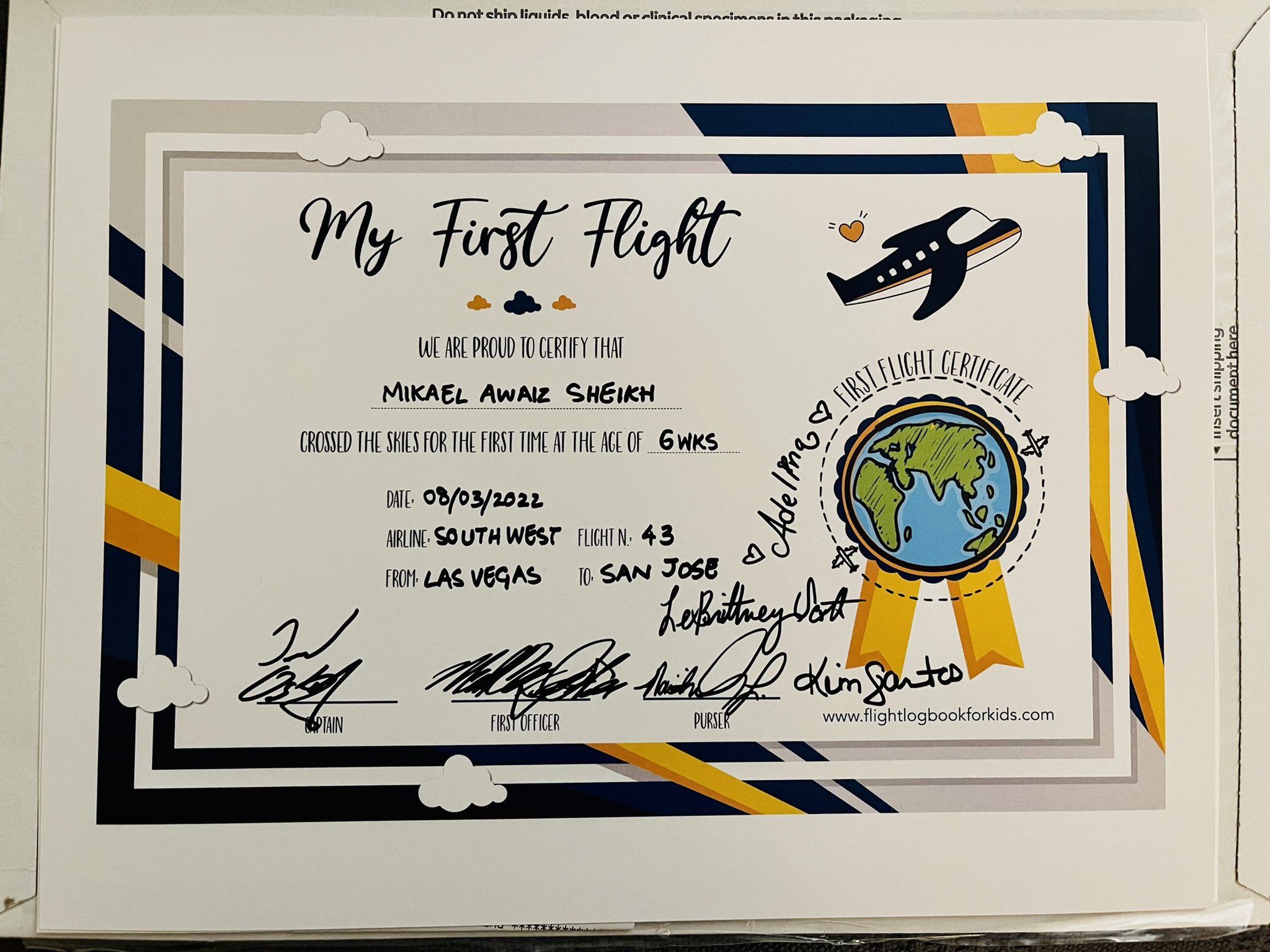 First Flight Certificate Template Universe Kit (Logbook + Case)