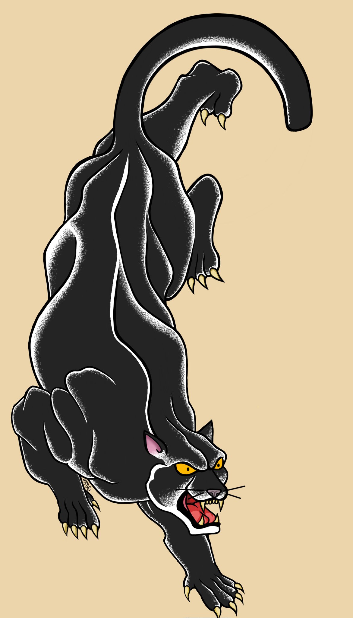 Traditional Panther Drawing