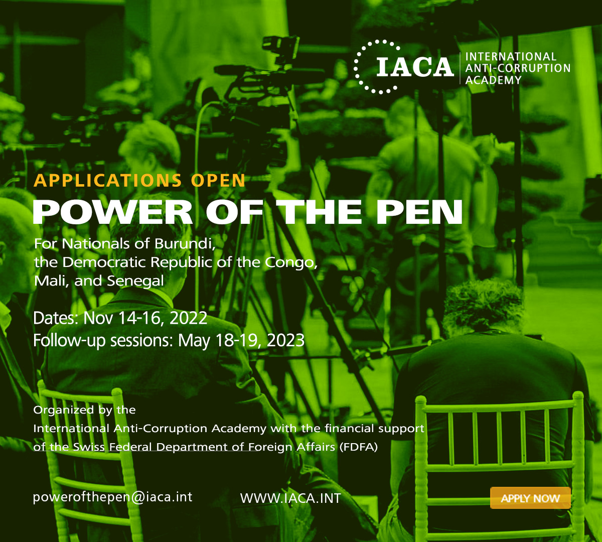 IACA on Twitter: "Applications are open for IACA’s Power of the Pen #training for #journalists ...