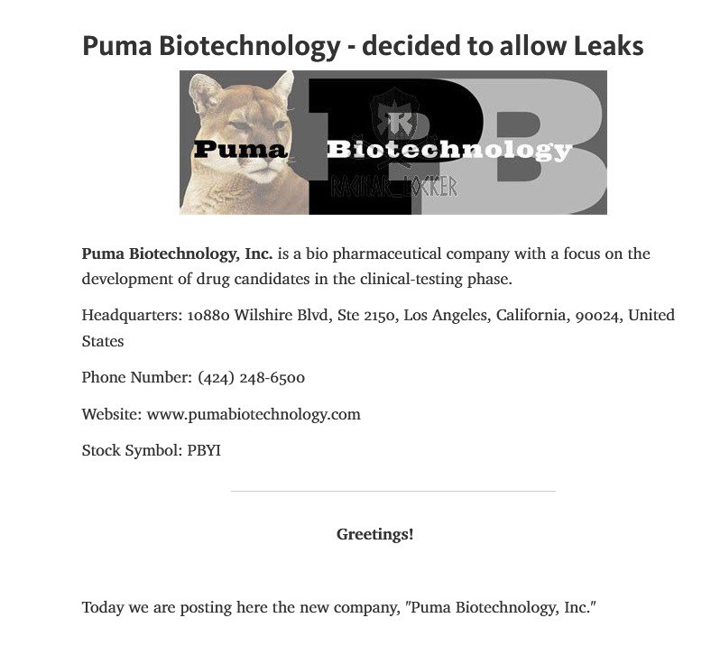 Daily Dark Web on Twitter: "#US 🇺🇸 - Puma Biotechnology hacked by ...