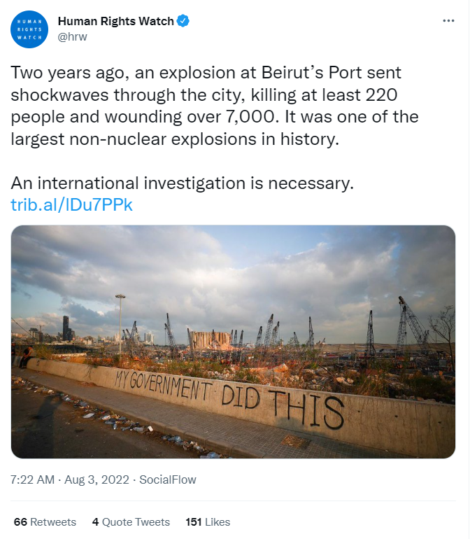 On 2nd anniversary of 2020 Beirut blast, #MSM and "so-called ...