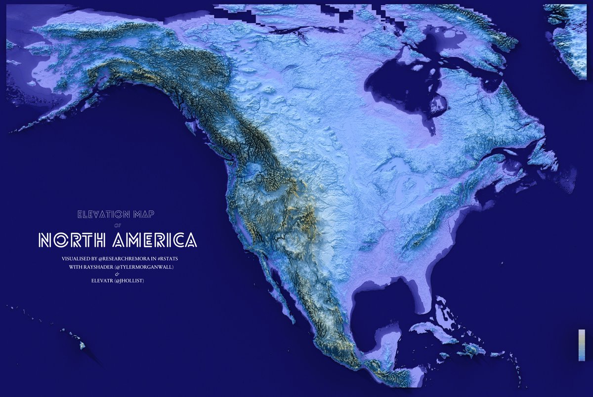 OnlMaps on Twitter: "RT @researchremora: Today's elevation map is North America. #rayshader ...