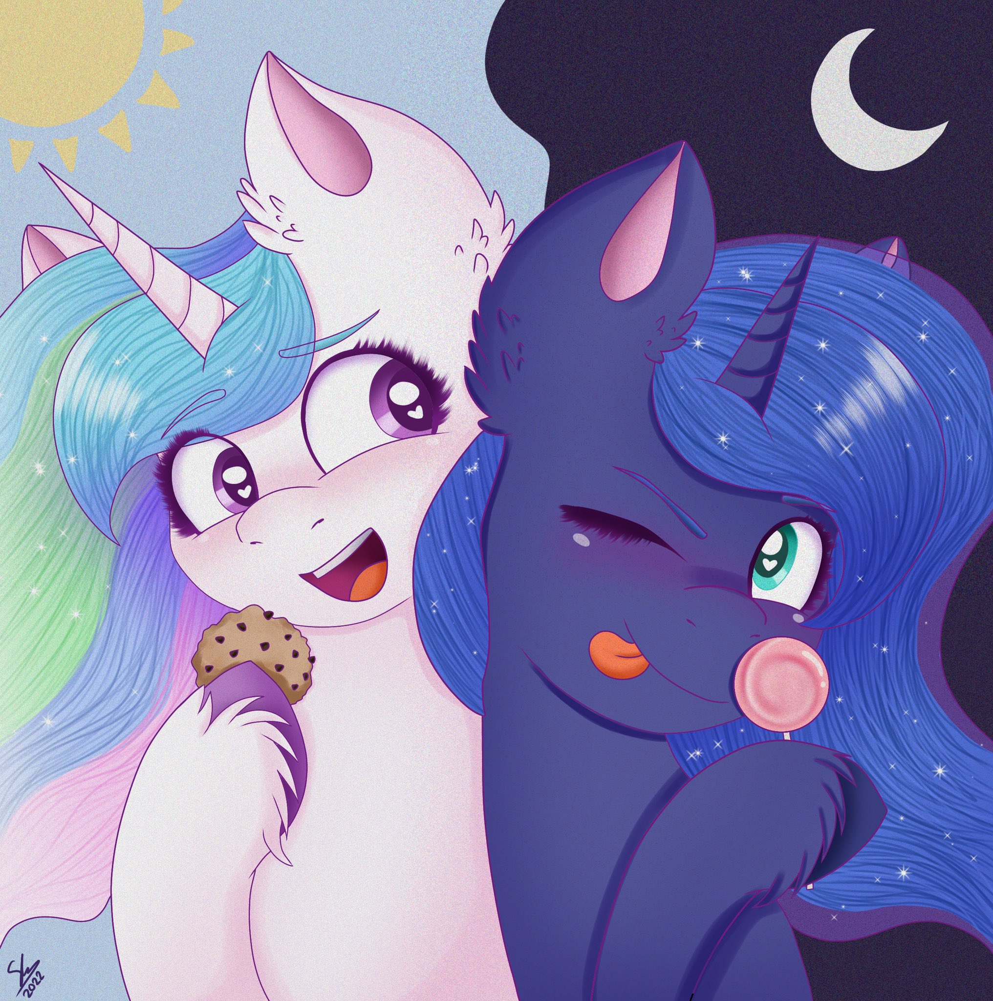 My Little Pony Princess Celestia And Princess Luna Kiss