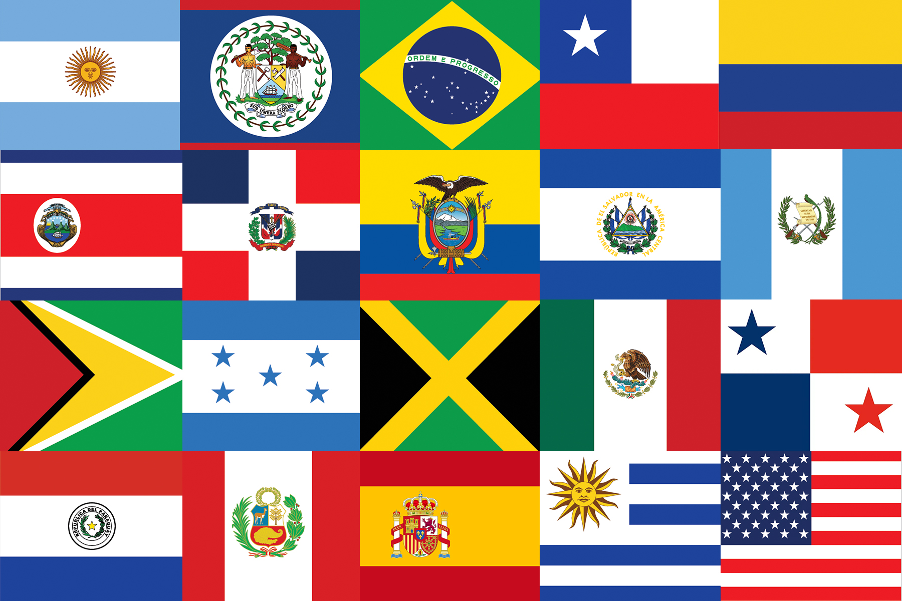 Spanish Speaking Countries Flags Collage
