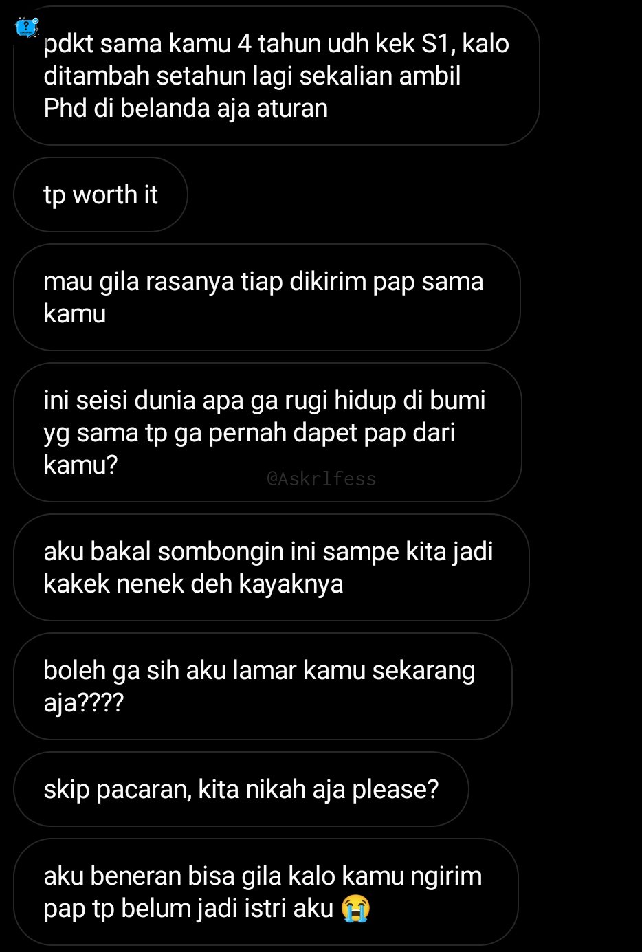 Askrlfess on Twitter: "[Askrl] aku punya ig tapi lama ga buka. Iseng buka dan ada dm dari dia ...