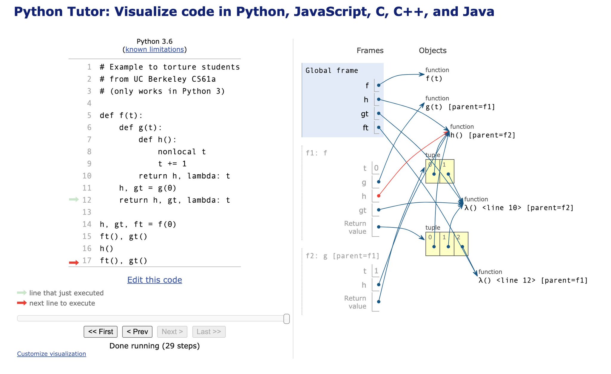 Ahhhhfs On Twitter Python Tutor 代码可视化工具 能够把代码运行的过程可视化展现出来 方便新手了解代码每一步的运行状态 支持python、javascript