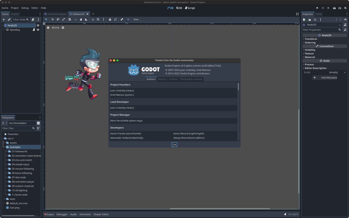 Mario Zechner on Twitter: "Alrighty, that wasn't hard to fix. spine-godot + Godot 4.alpha are a ...