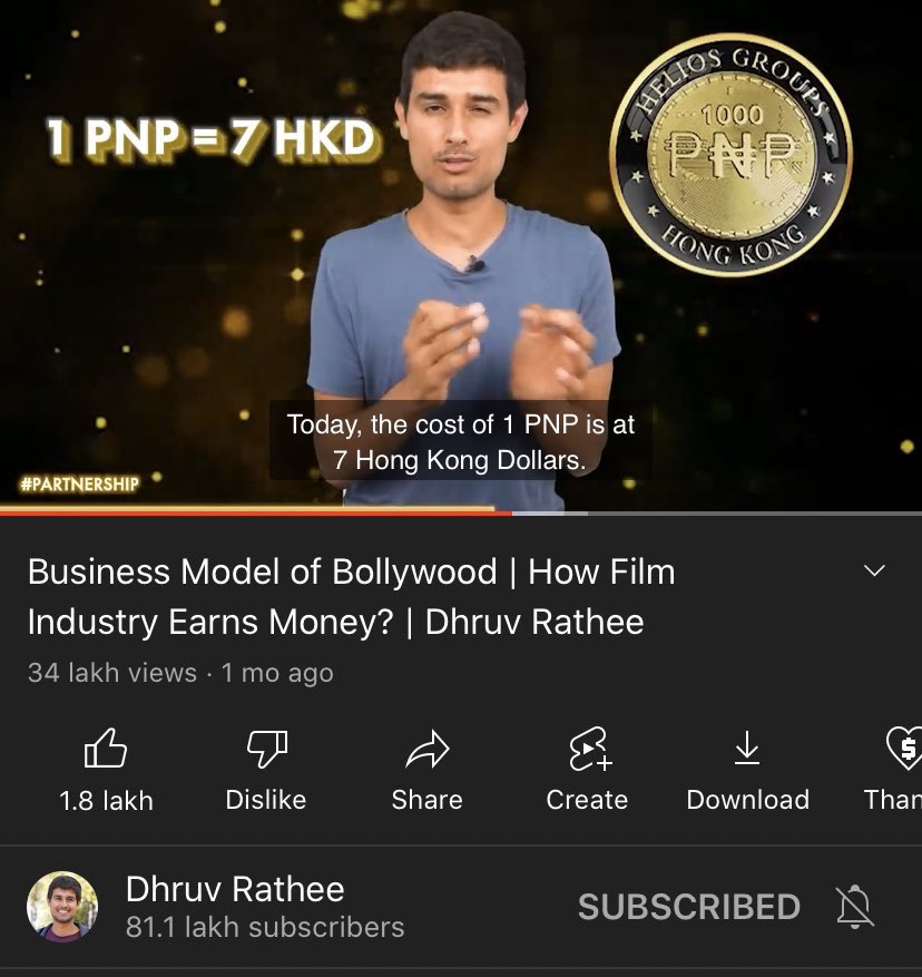 Once again @/dhruv_rathee promoted a soft ponzi like coin in his video ...