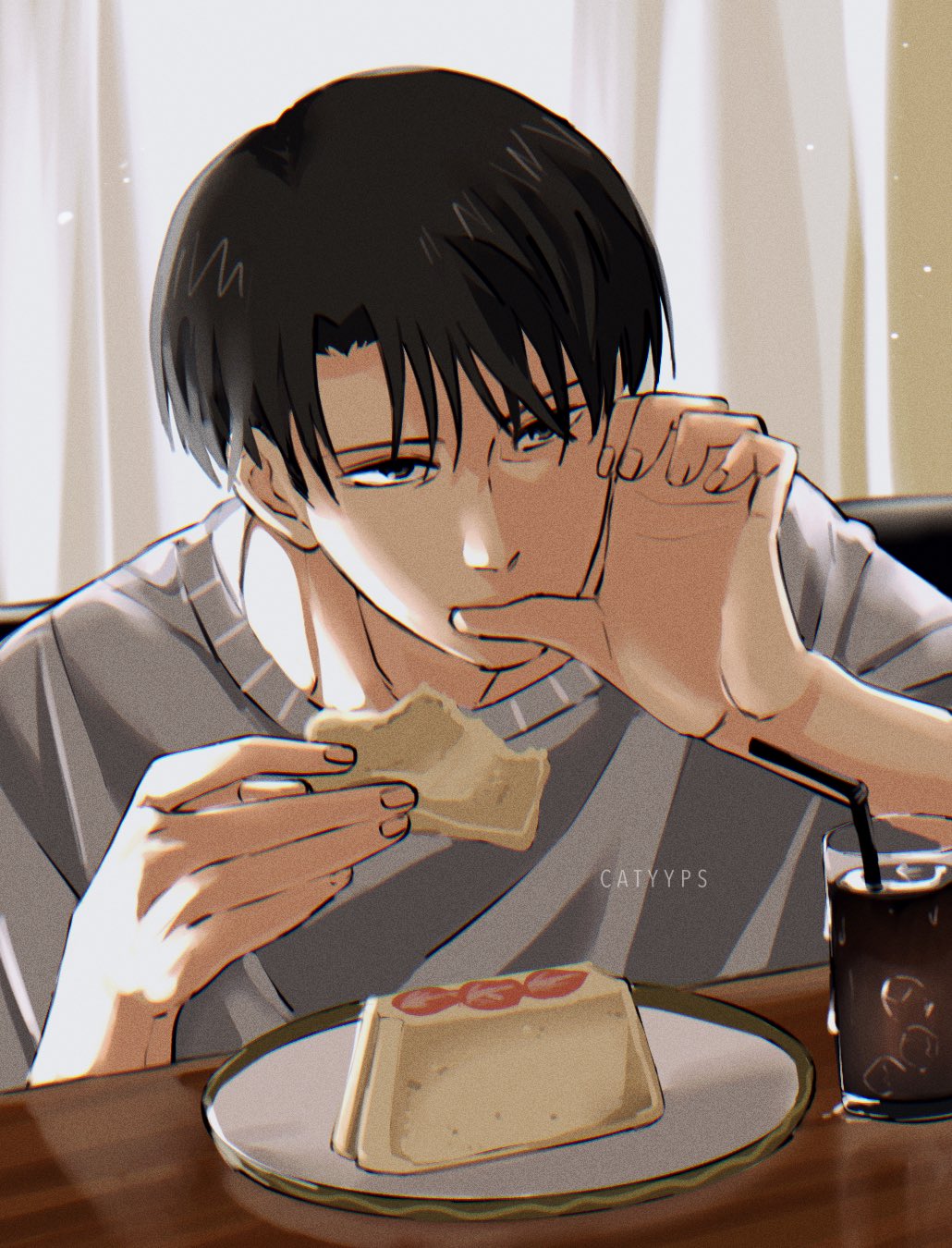 Catyyps Commission open on Twitter: "Don't look at me here #LeviAckerman #levi #AttackOnTitan ...