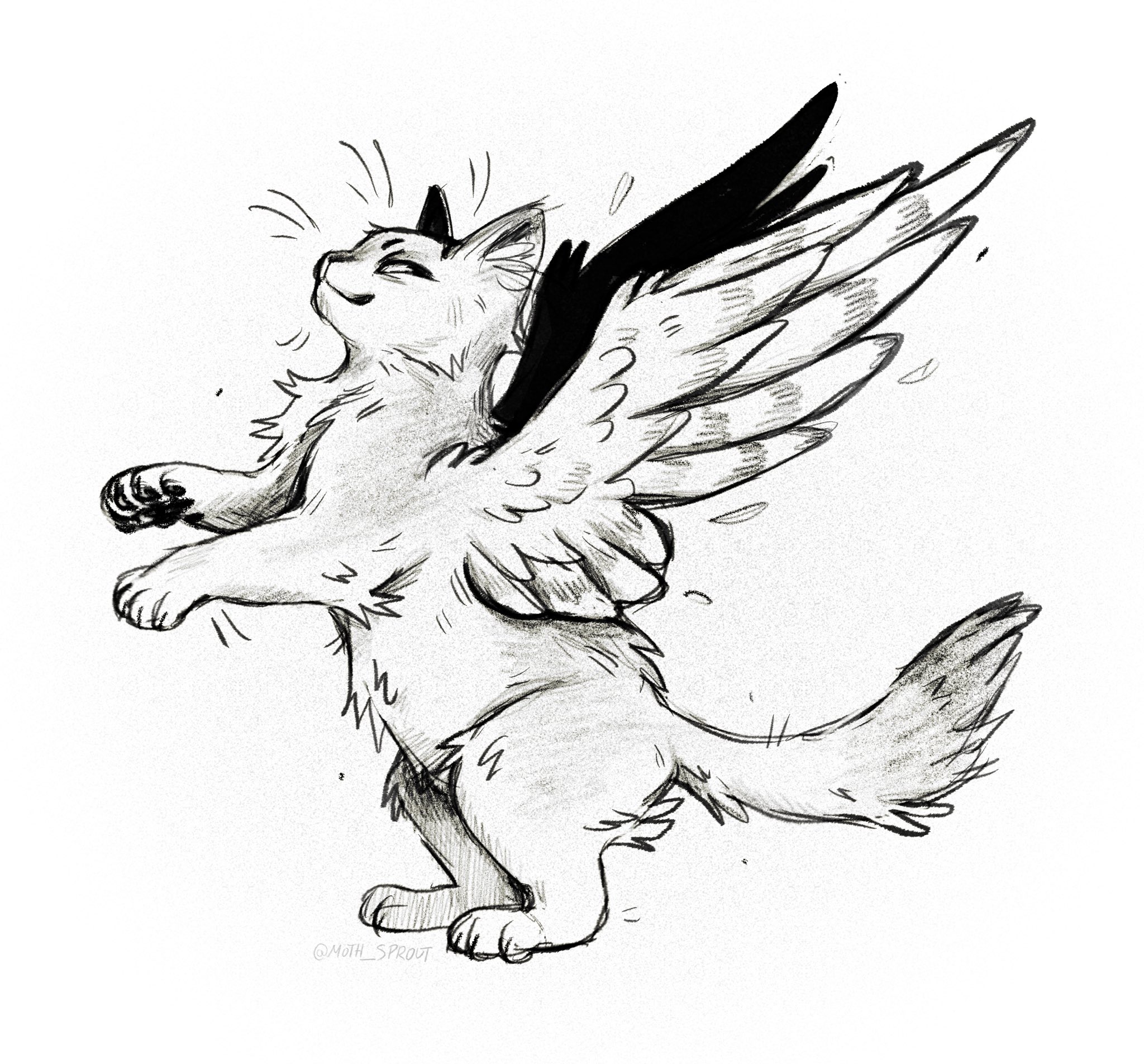 Anime Winged Cat Lex Stretches His Wings By Foxy Lex - Fur Affinity