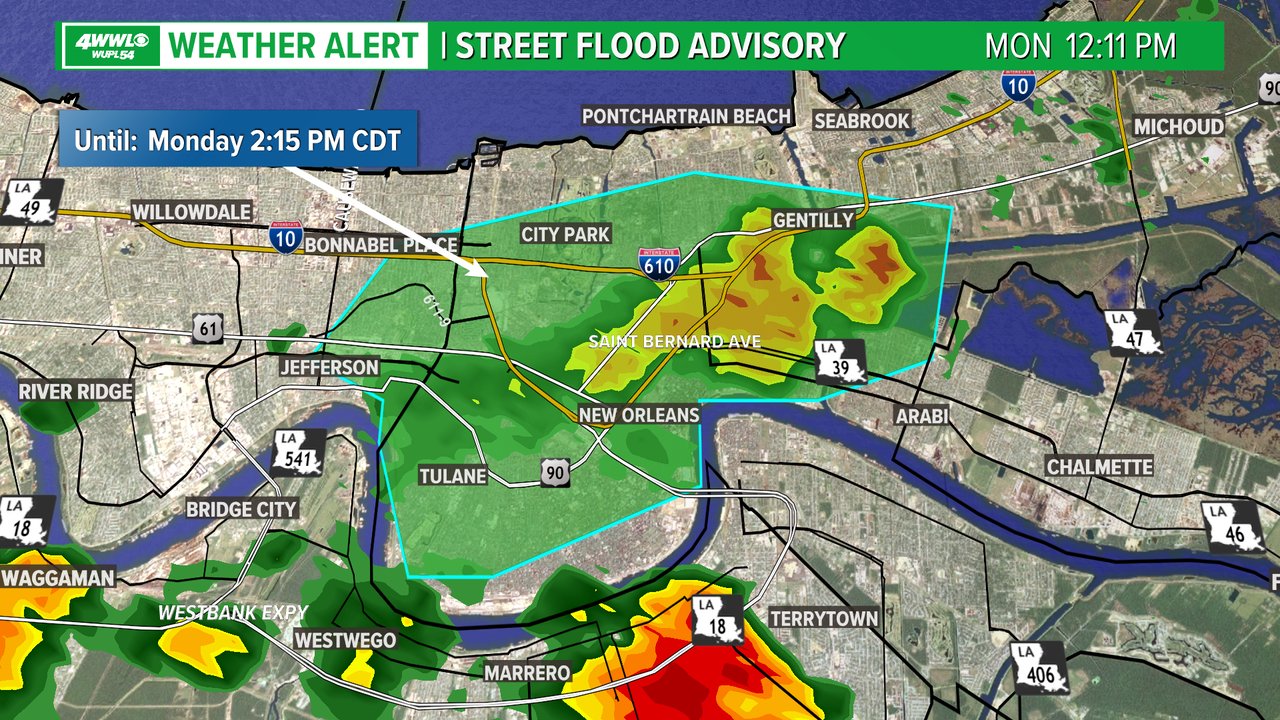 WWL-TV Weather on Twitter: "A Street Flood Advisory has been issued for parts of Orleans ...