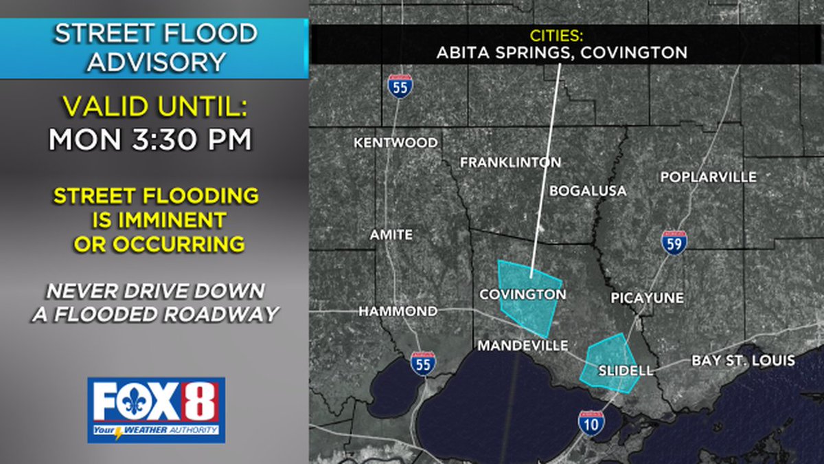 STREET FLOOD ADVISORY: Heavy rain is occurring in these areas. Avoid travel on flooded roadways ...